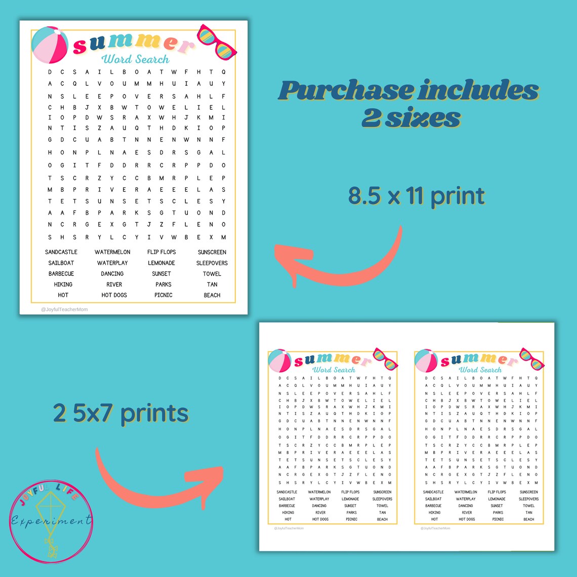 Summer Word Search Printable Summer Games Party Games Summer - Etsy