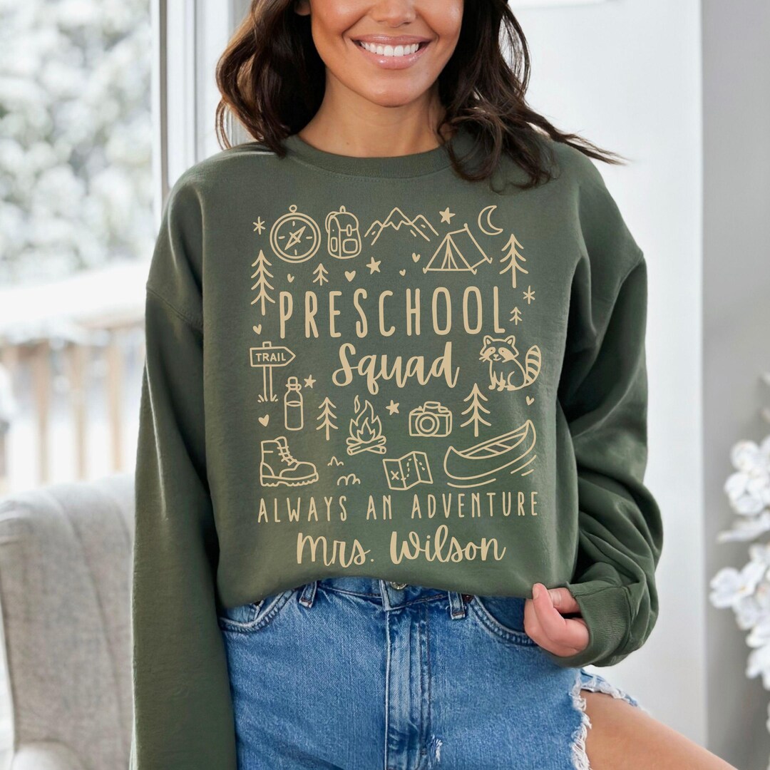 Preschool Squad Teacher Sweatshirt Camp Theme, Custom Pre School ...