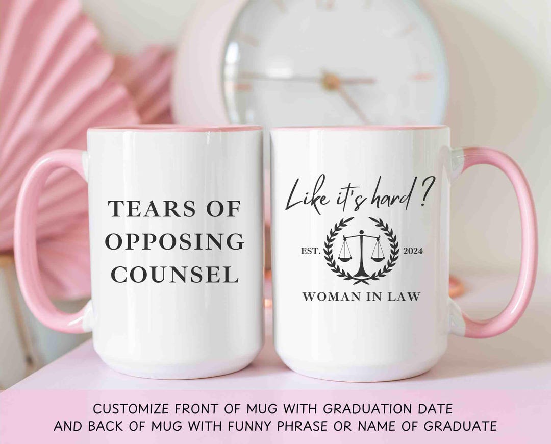 Lawyer Graduation Mug Custom Est Date, Funny Lawyer Gift for Graduate ...