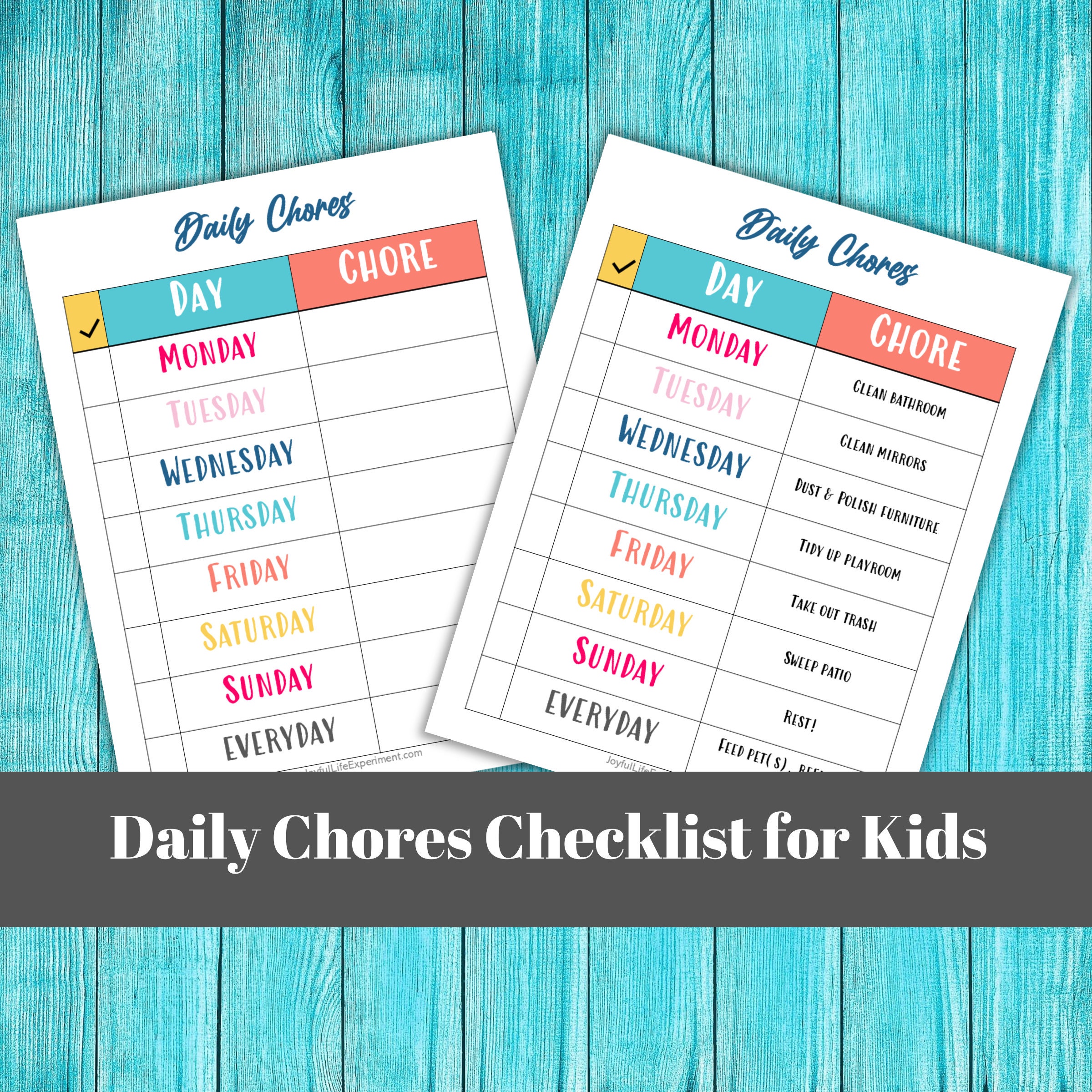 Daily Chores Chart EDITABLE Daily Kids Checklist Instant - Etsy