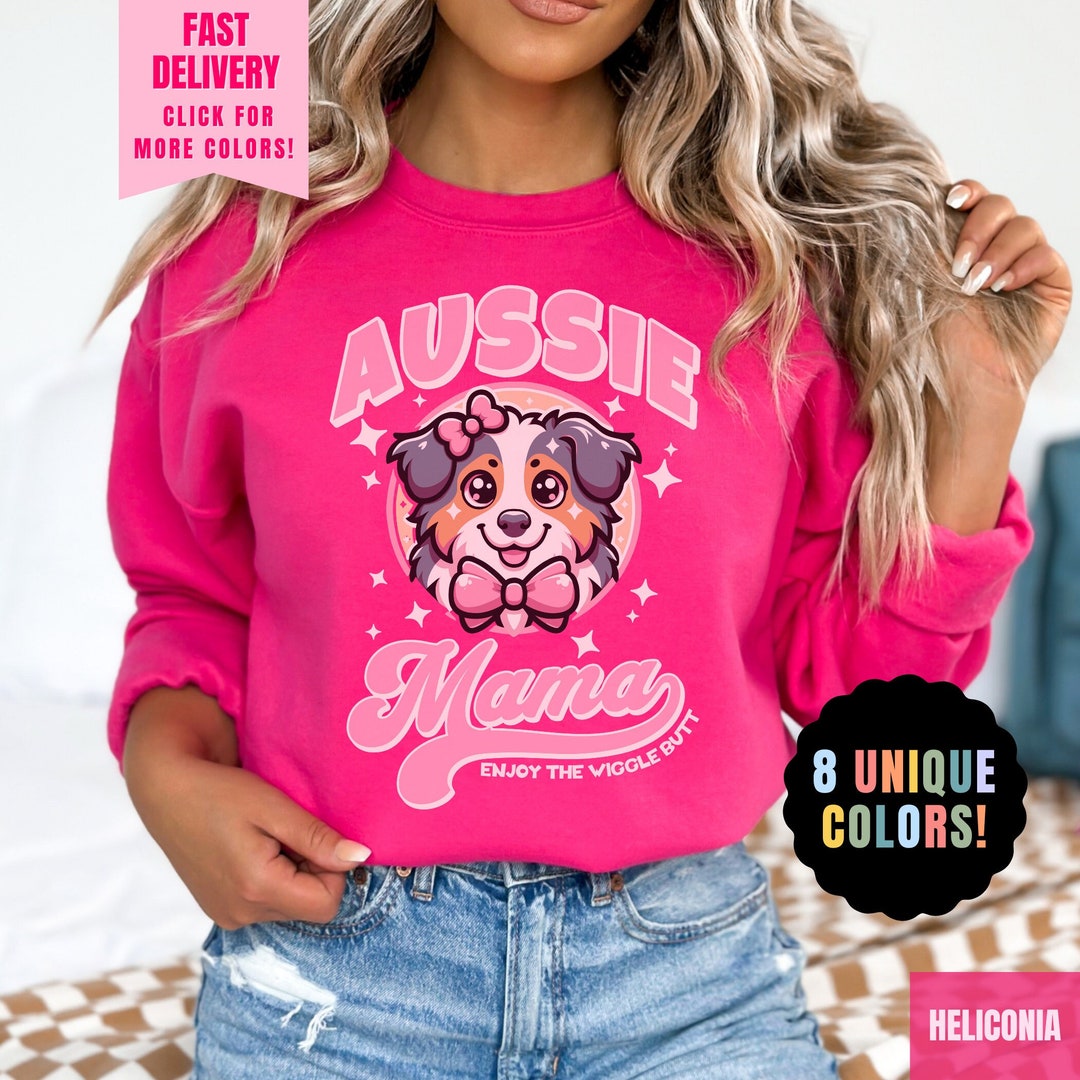 Pink Bow Australian Shepherd Dog Sweatshirt, Coquette Sweatshirt for ...