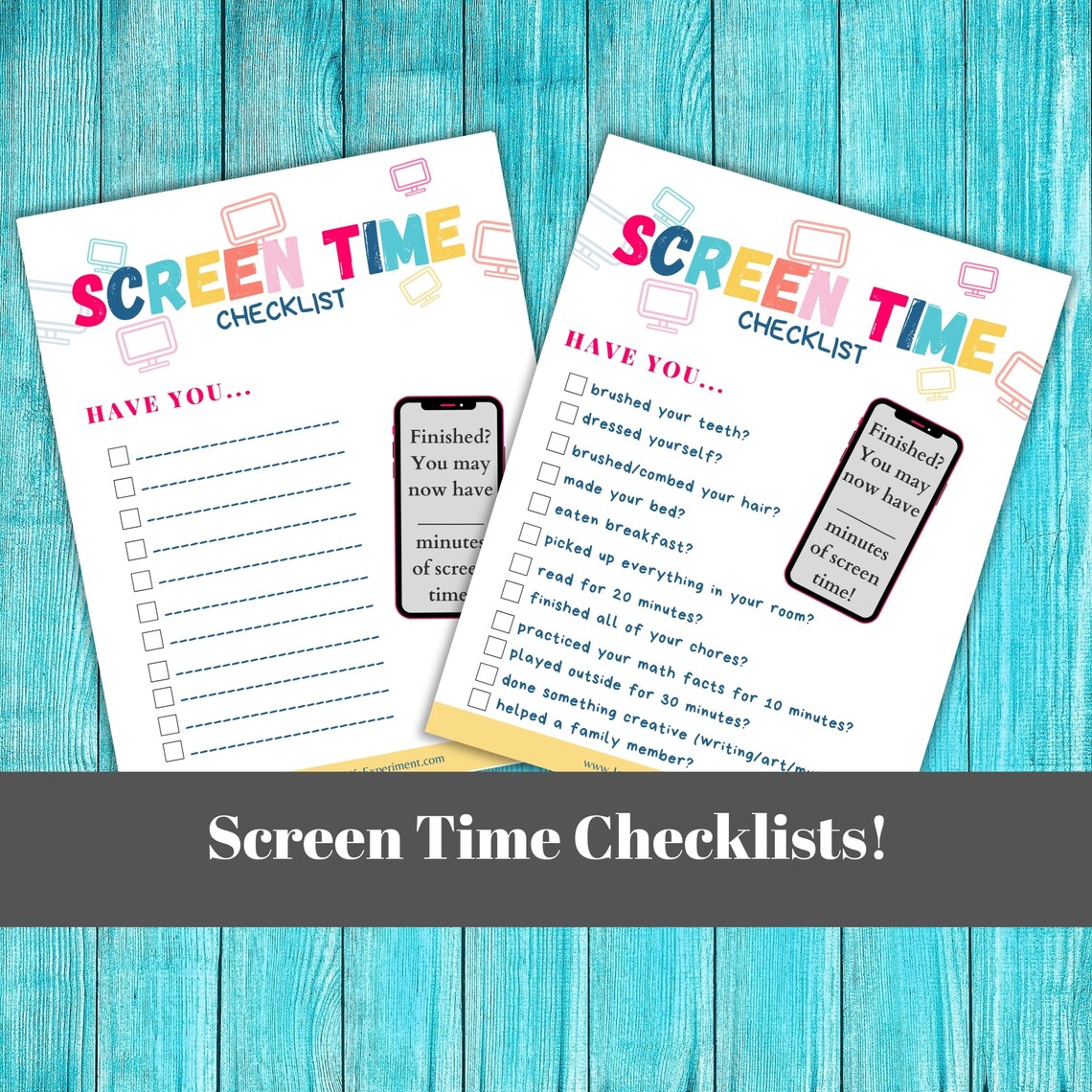 Screen Time Chart EDITABLE Screen Time Checklist Instant - Etsy