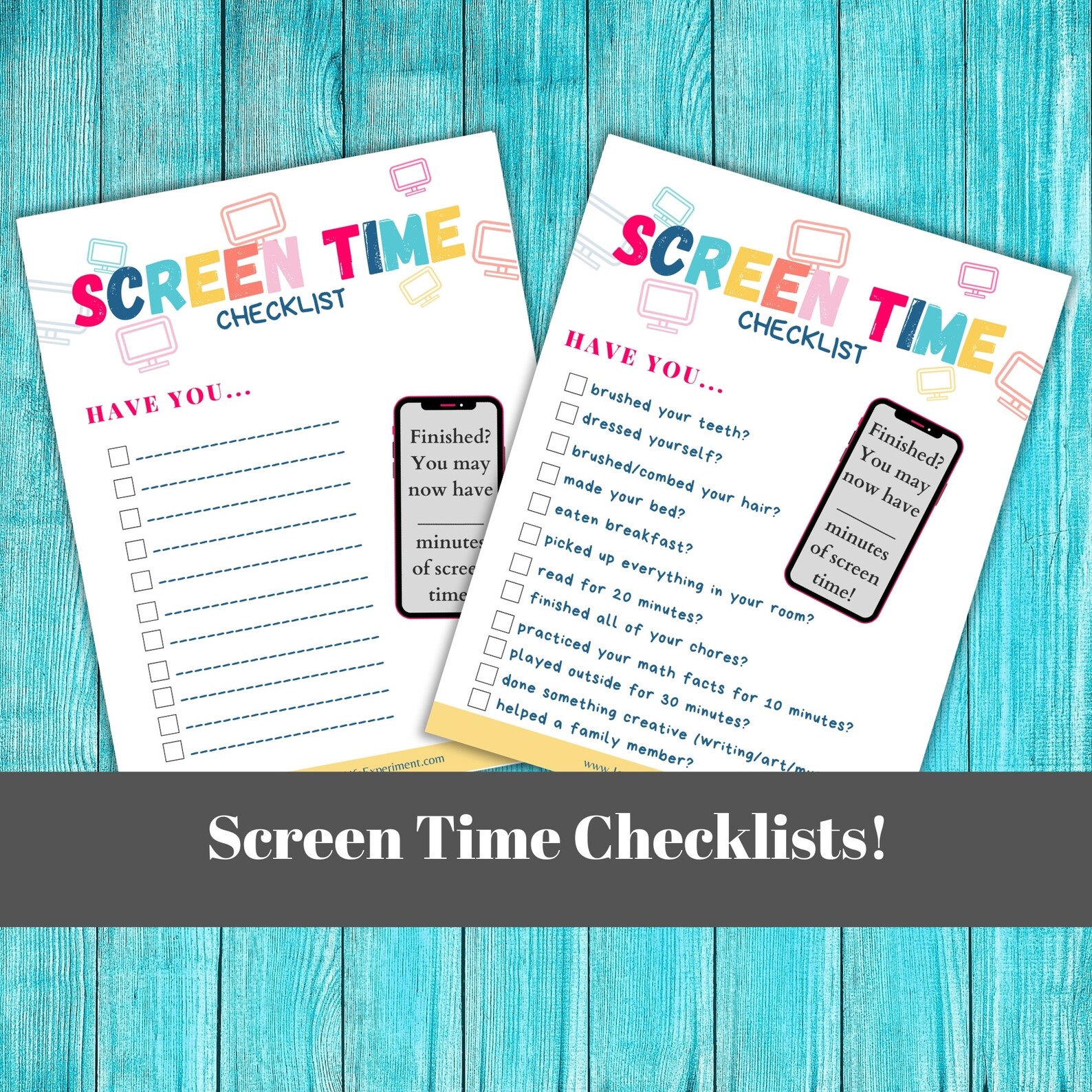 Screen Time Chart EDITABLE Screen Time Checklist Instant - Etsy