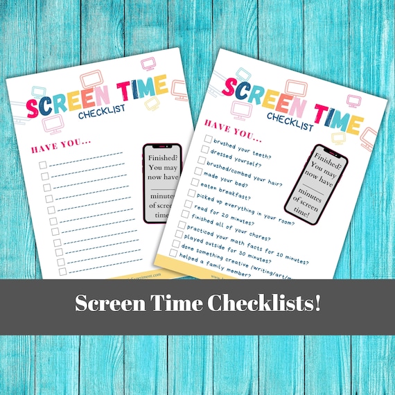 Screen Time Chart EDITABLE Screen Time Checklist Instant - Etsy