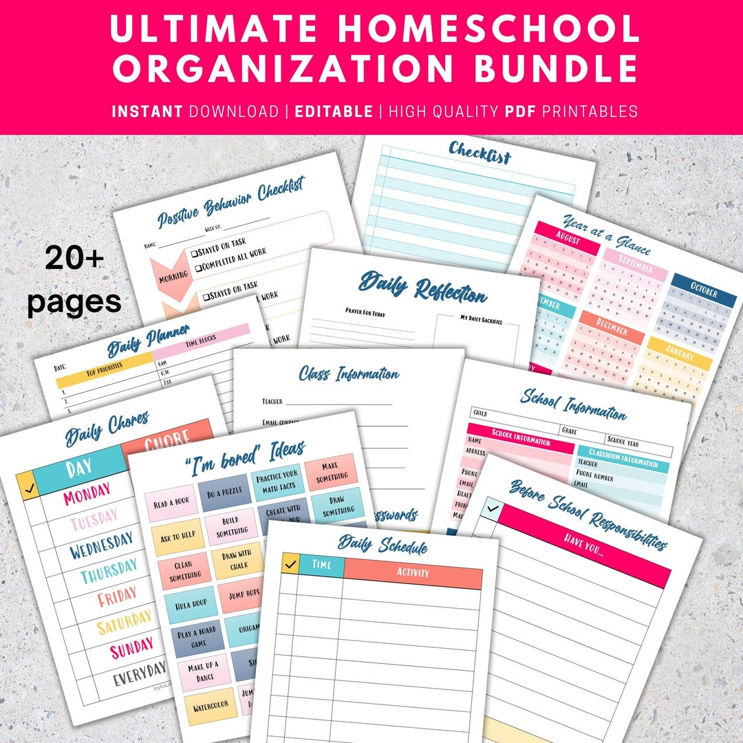 52 Page Ultimate Homeschool Planner Bundle, Daily and Weekly Schedules ...