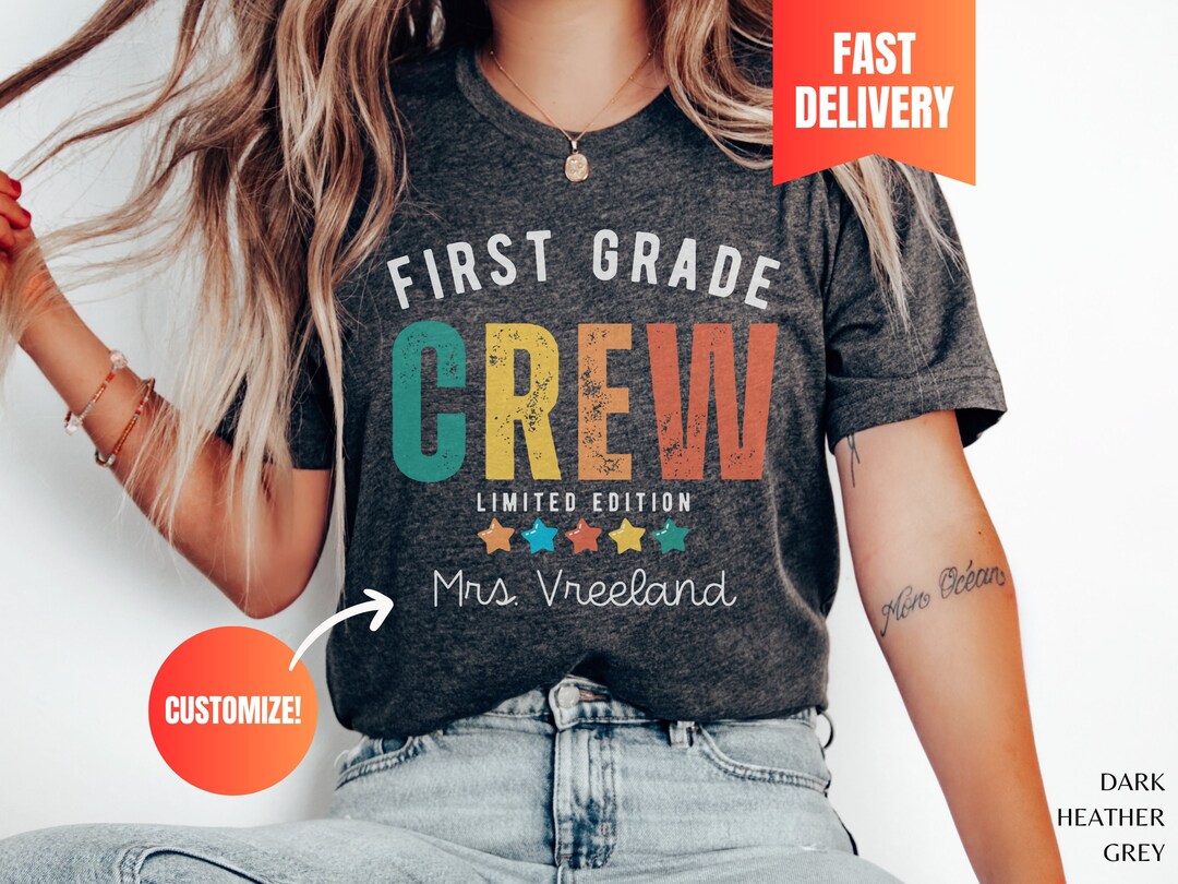 First Grade Crew School Team Teacher Shirt for 1st Grade Teacher Tshirt ...
