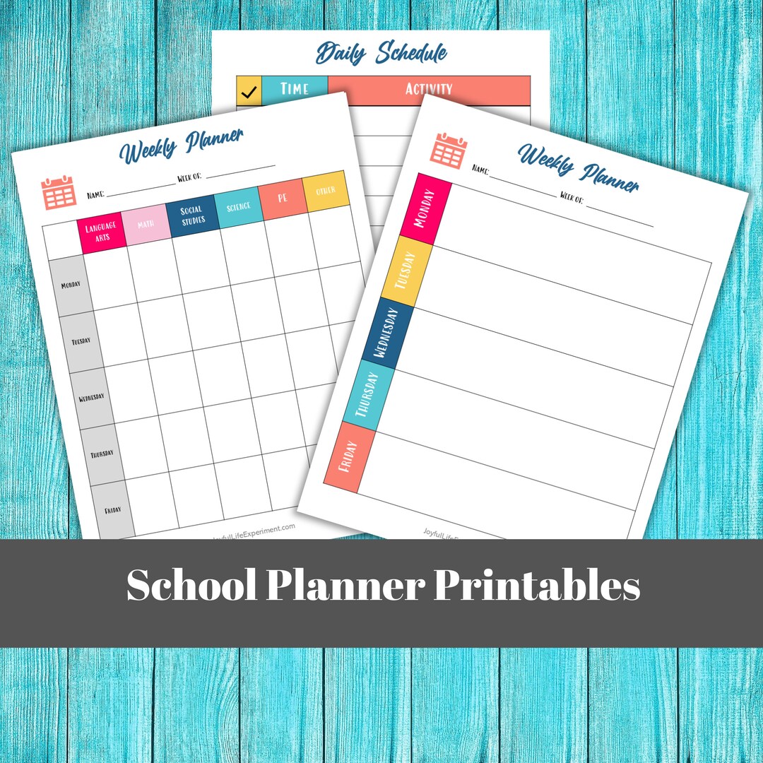 Homeschool Planner, Daily and Weekly Schedule for Kids, Instant ...