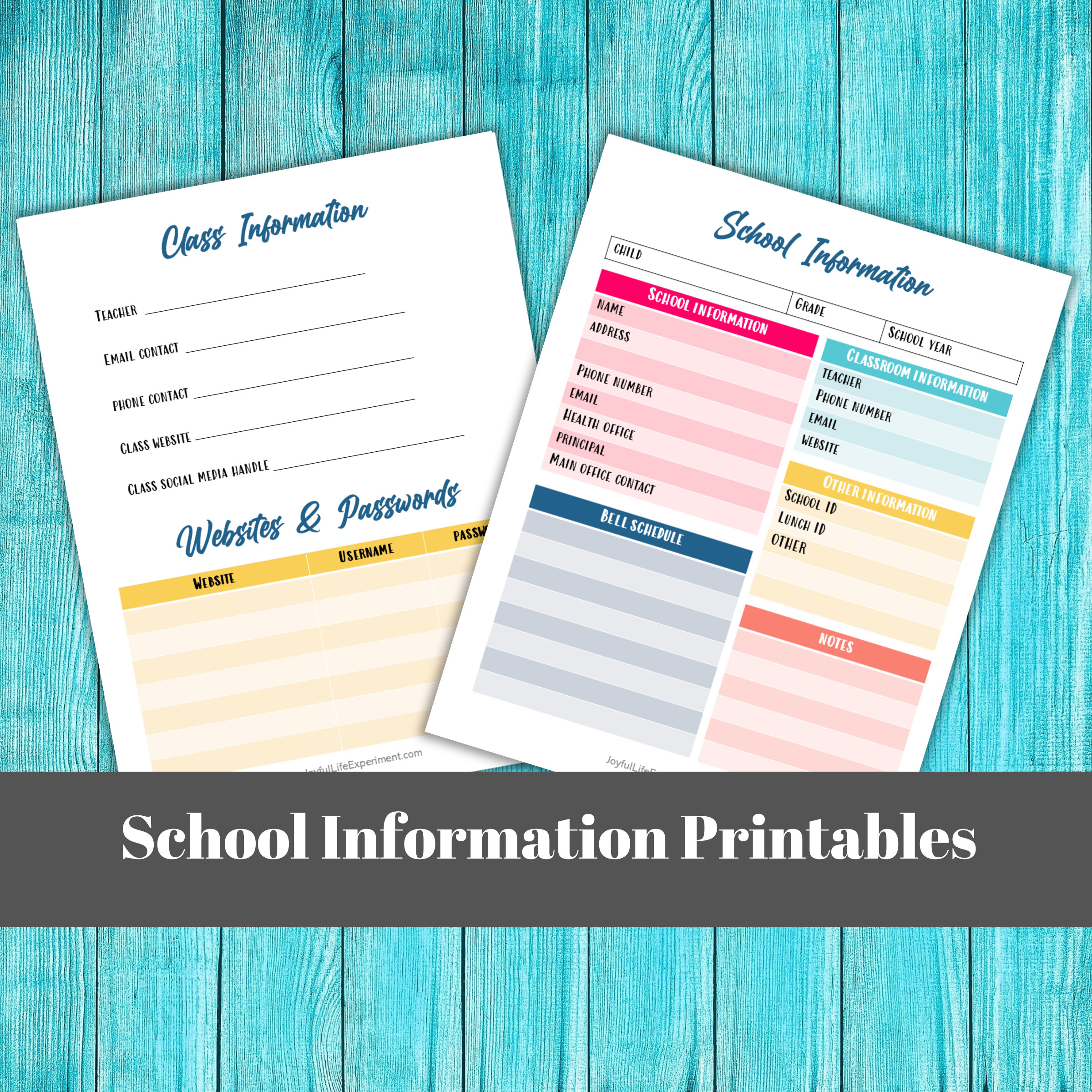 School Information Sheet Instant Download School Information Printable ...