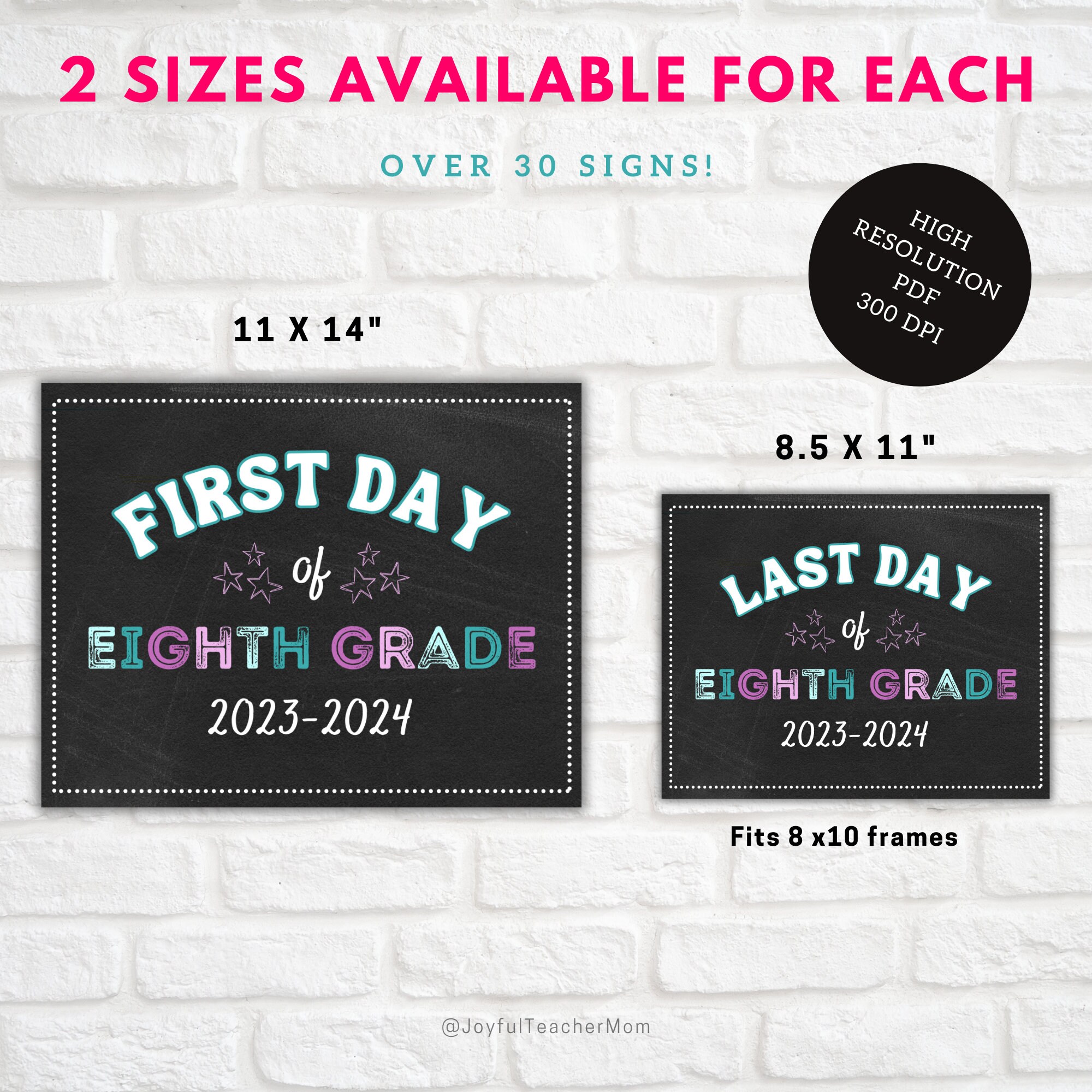 First Day of Eighth Grade Sign Last Day of 8th Grade School - Etsy