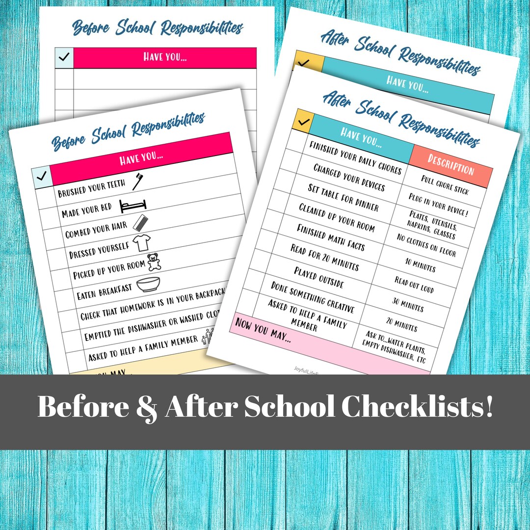 Before and After School Checklists, Back to School Planner, Home ...