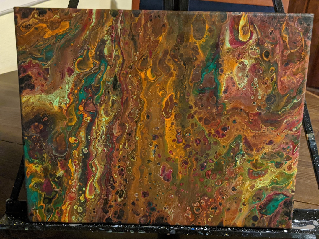Alien Oil Spill Acrylic Pour Painting on 11x14 Canvas - Etsy