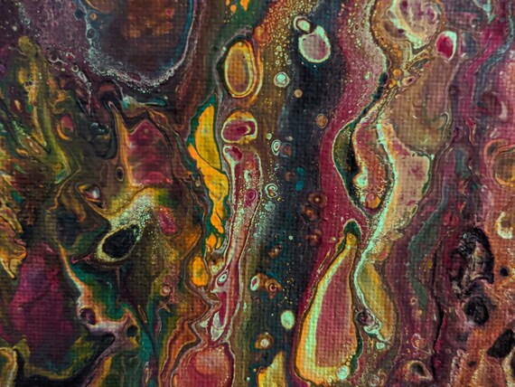 Painting Acrylic Alien Oil Spill acrylic pour painting on 11x14 canvas ...