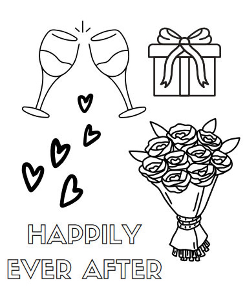Wedding Coloring Pages for Kids/adult Guests - Etsy