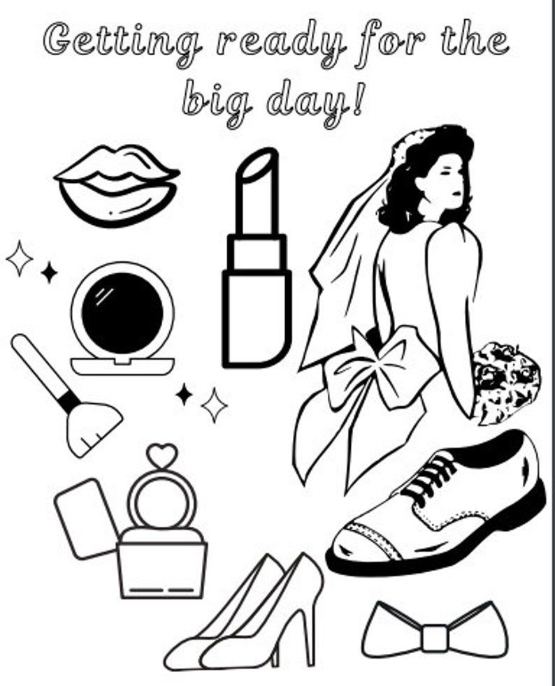 Wedding Coloring Pages for Kids/adult Guests - Etsy