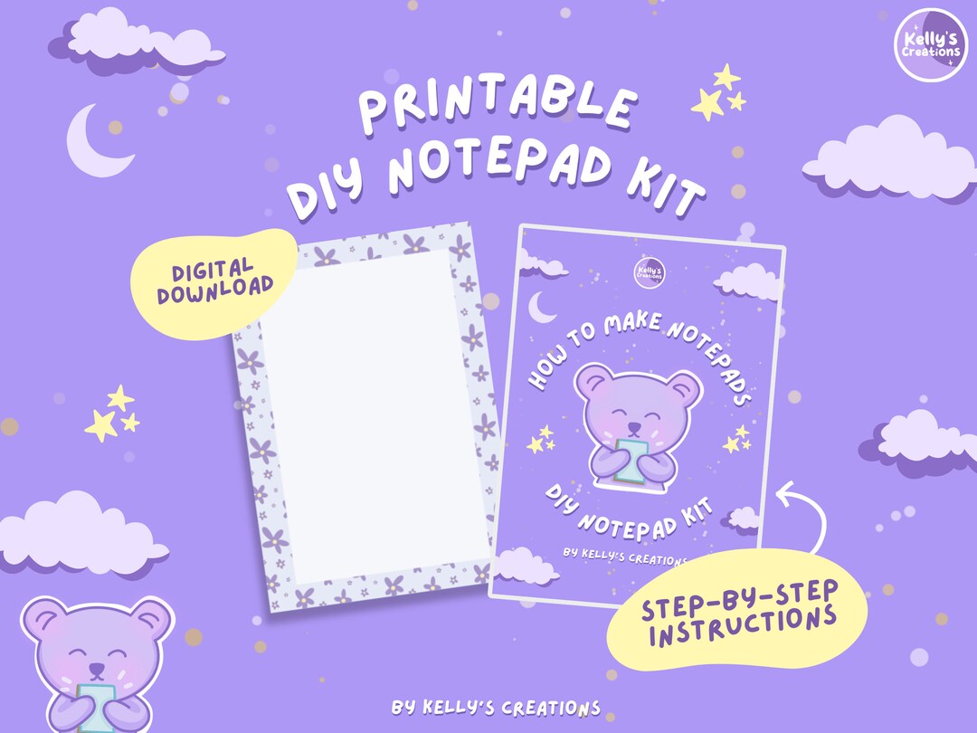 Printable DIY Notepad Kit Lavender Florals Notepad Digital Download - Etsy