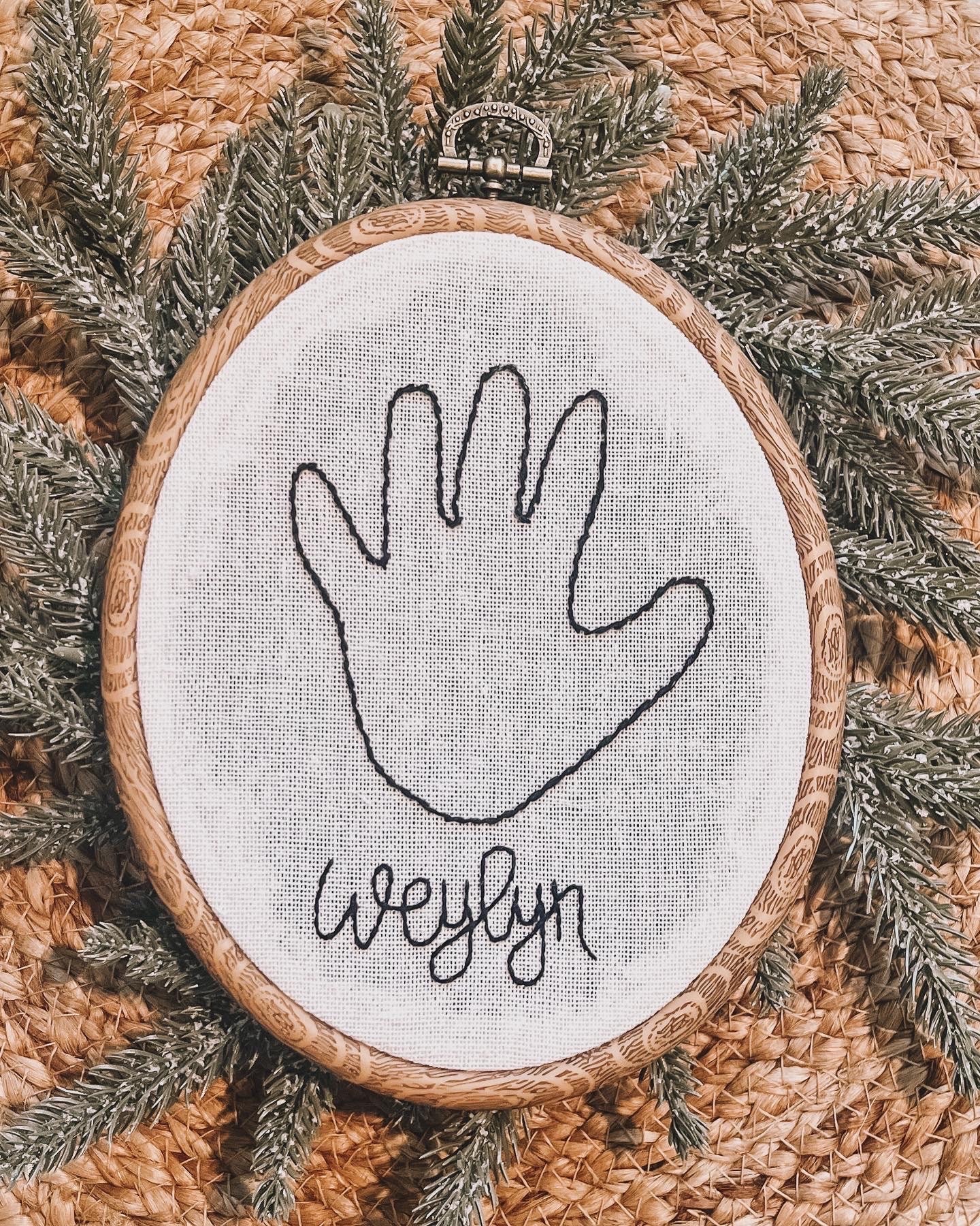 Hand Embroidered Child Handprint - Etsy