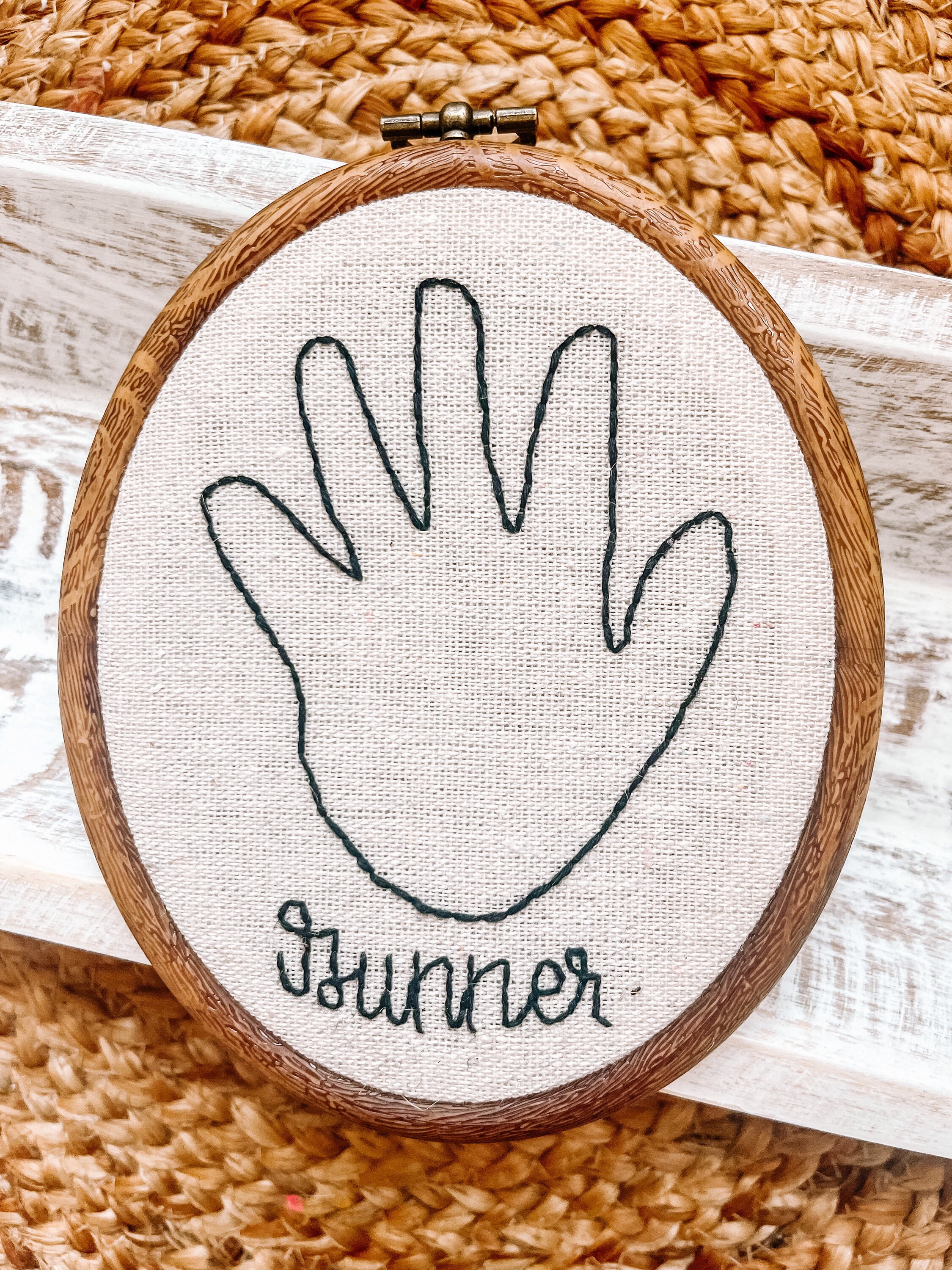 Hand Embroidered Child Handprint - Etsy
