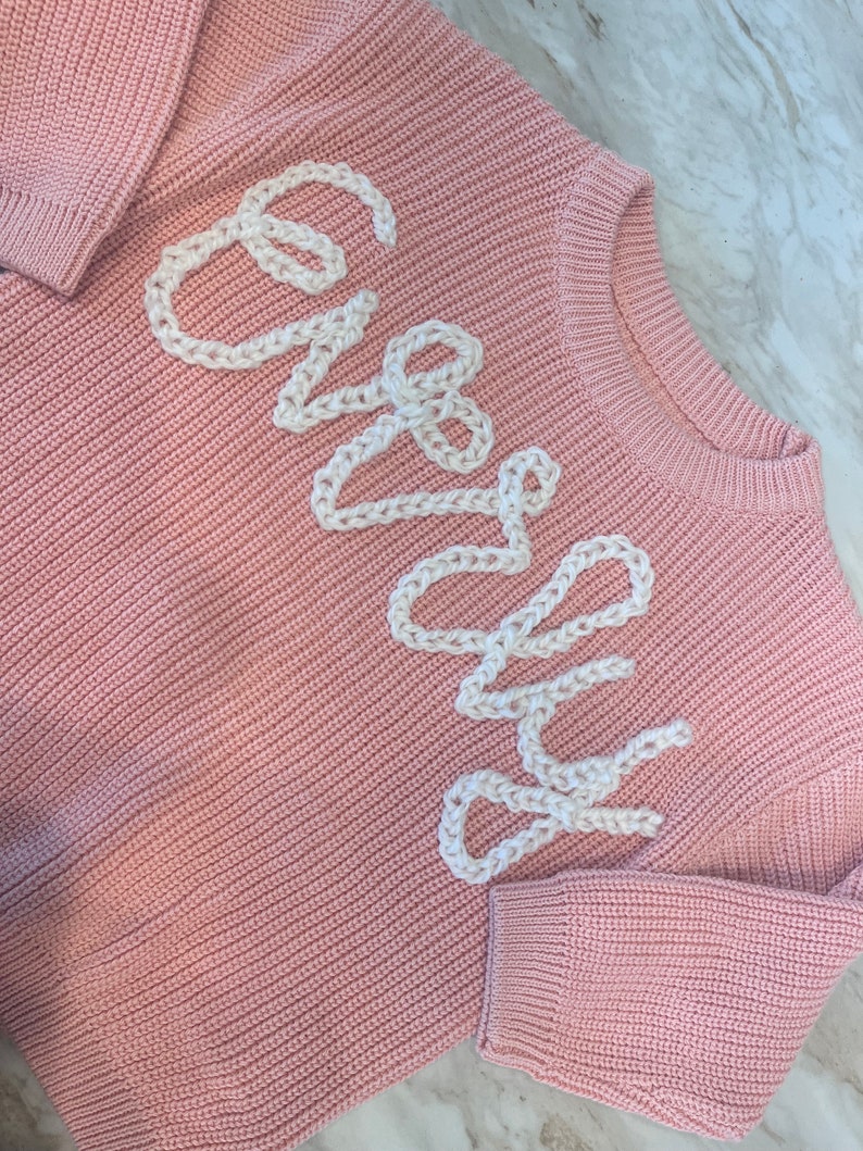 Hand Embroidered Name/holiday/team Sweater Any Amount of Letters/design ...