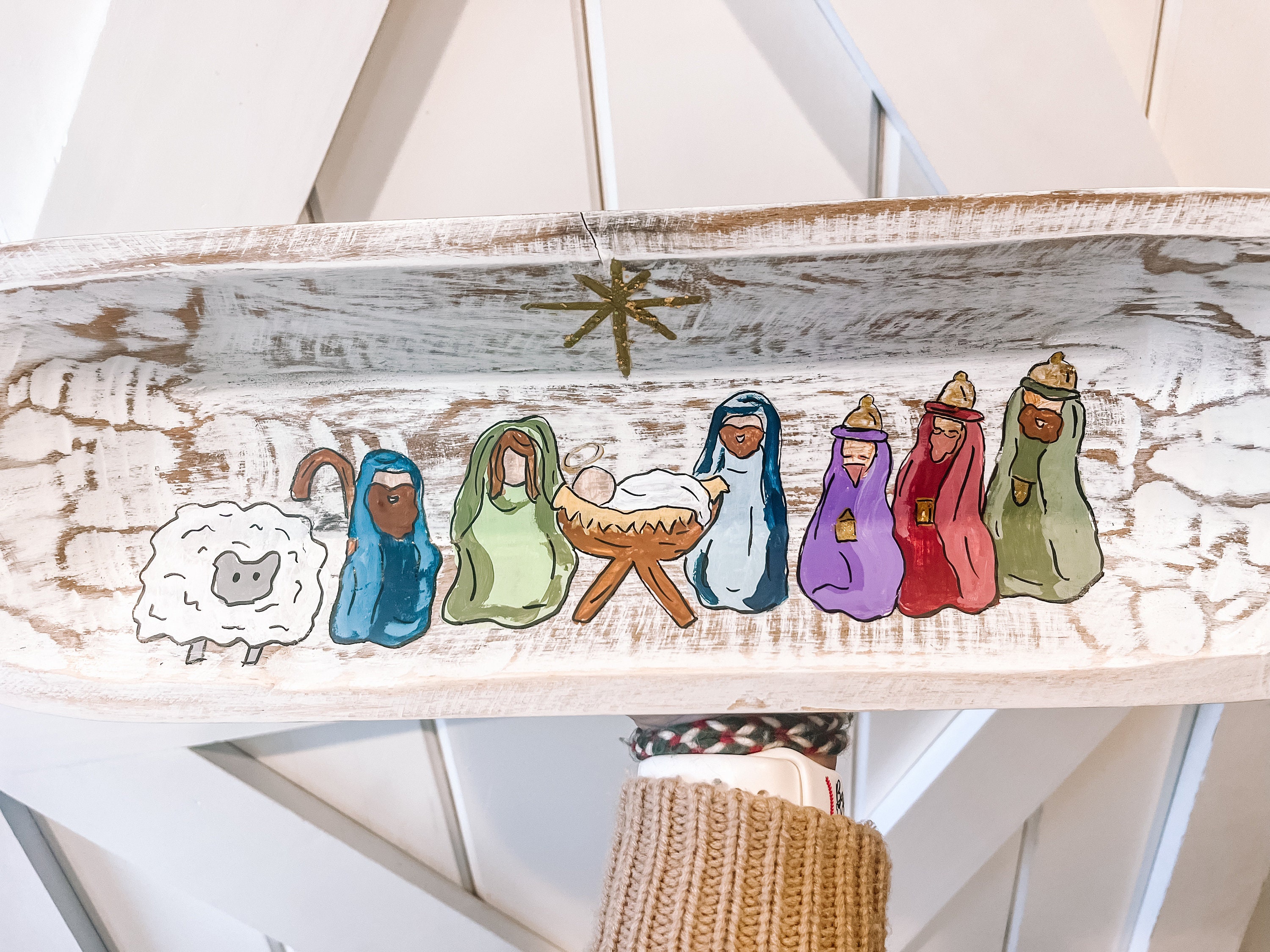 Hand Painted Nativity Dough Bowl - Etsy
