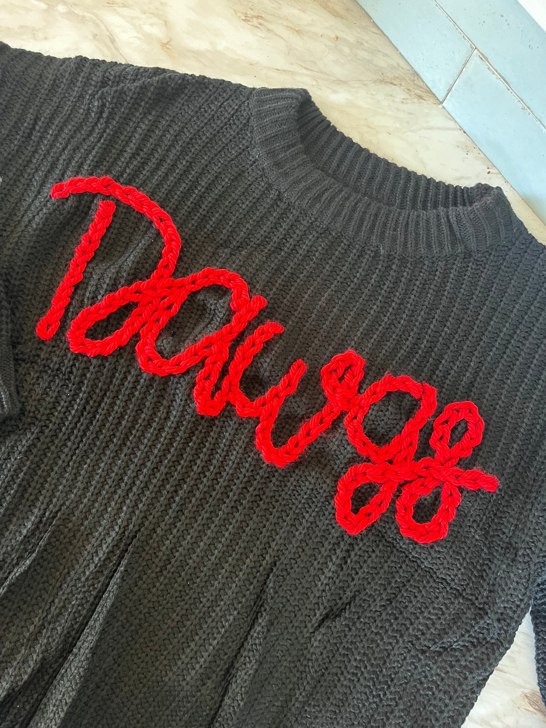 Hand Embroidered Adult Sweater Any Amount of Letters - Etsy