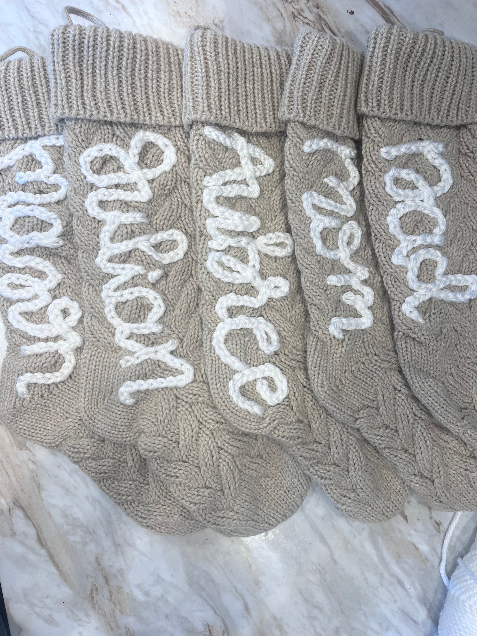 Hand Embroidered Knit Stockings, Any Amount of Letters- One Price! - Etsy