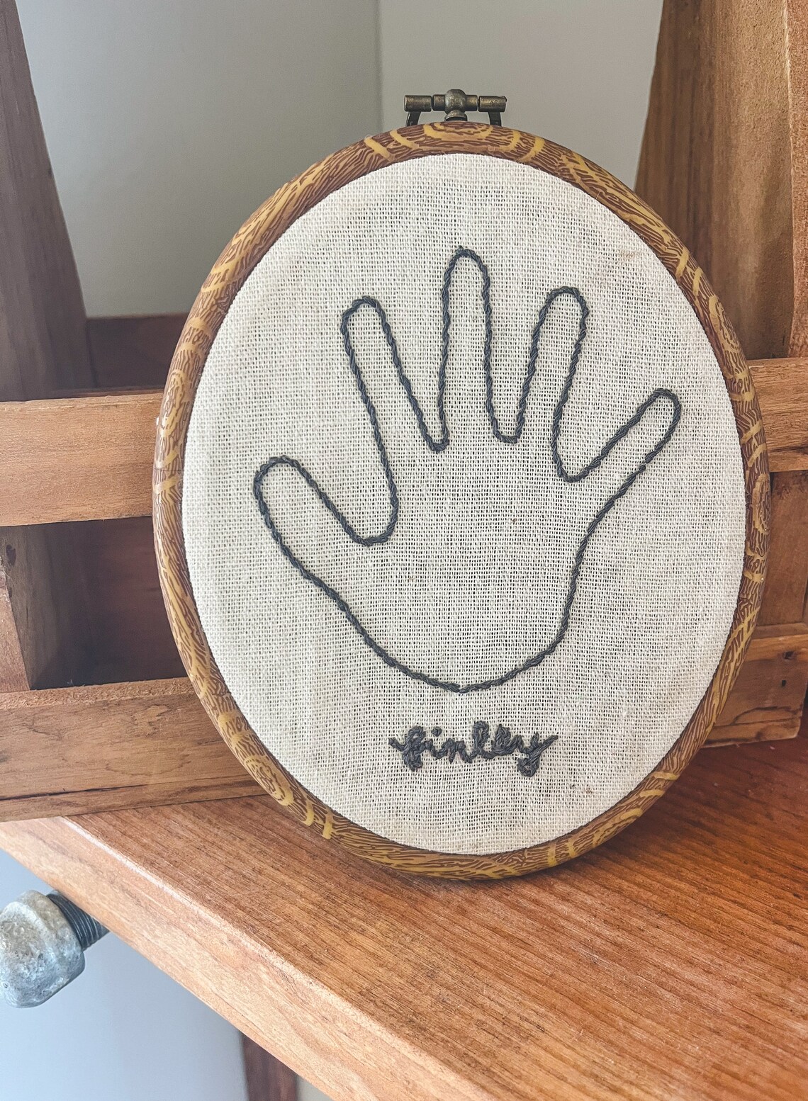 Hand Embroidered Child Handprint - Etsy