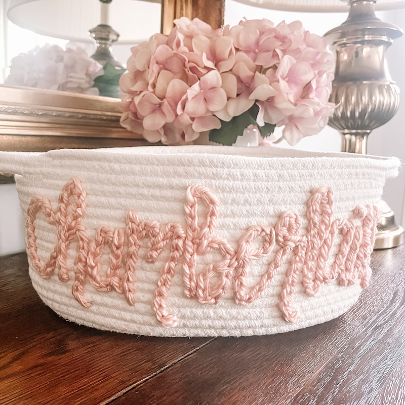 Embroidered Rope Baskets - Etsy