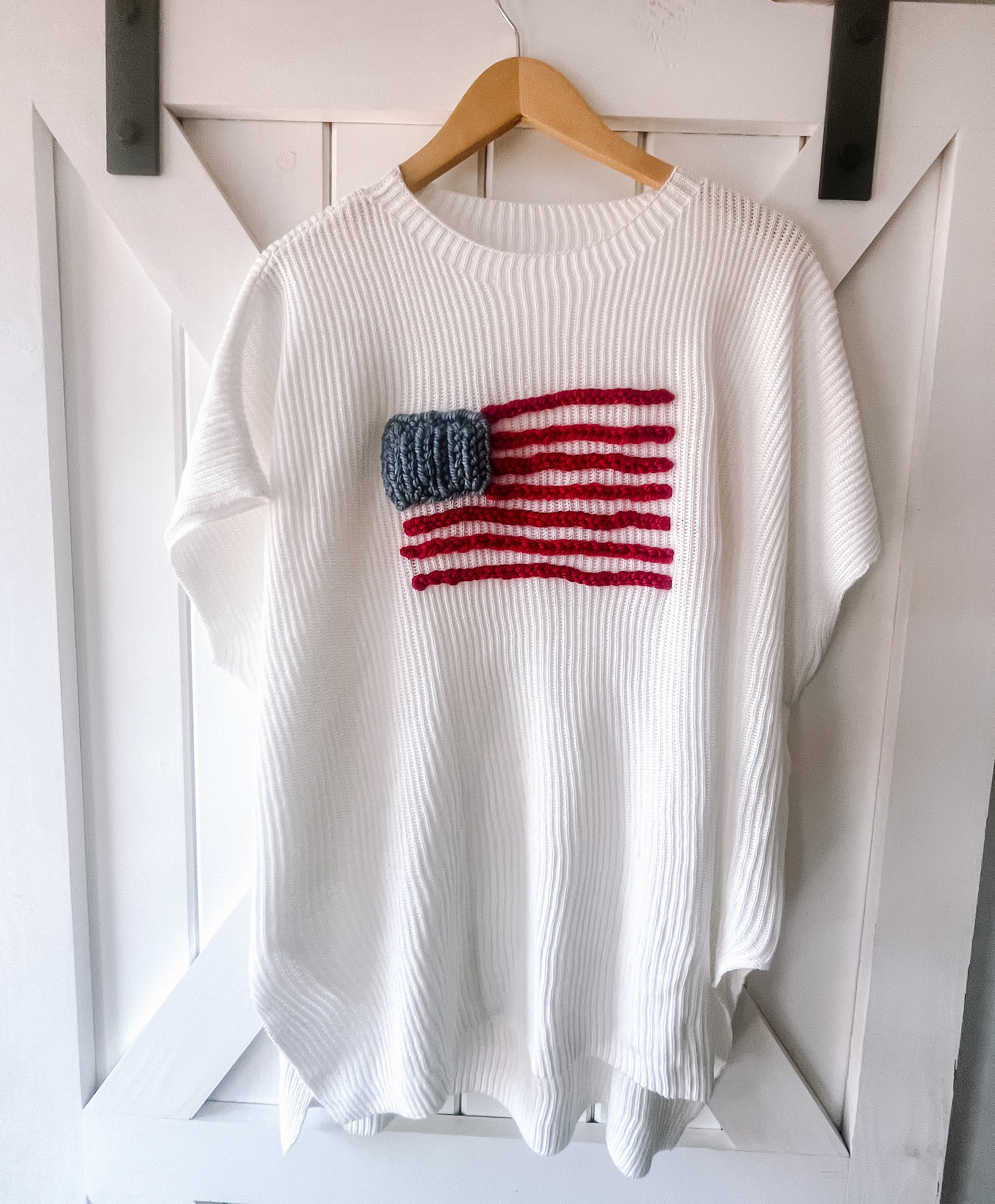 Hand Embroidered Flag Short Sleeve Sweater - Etsy