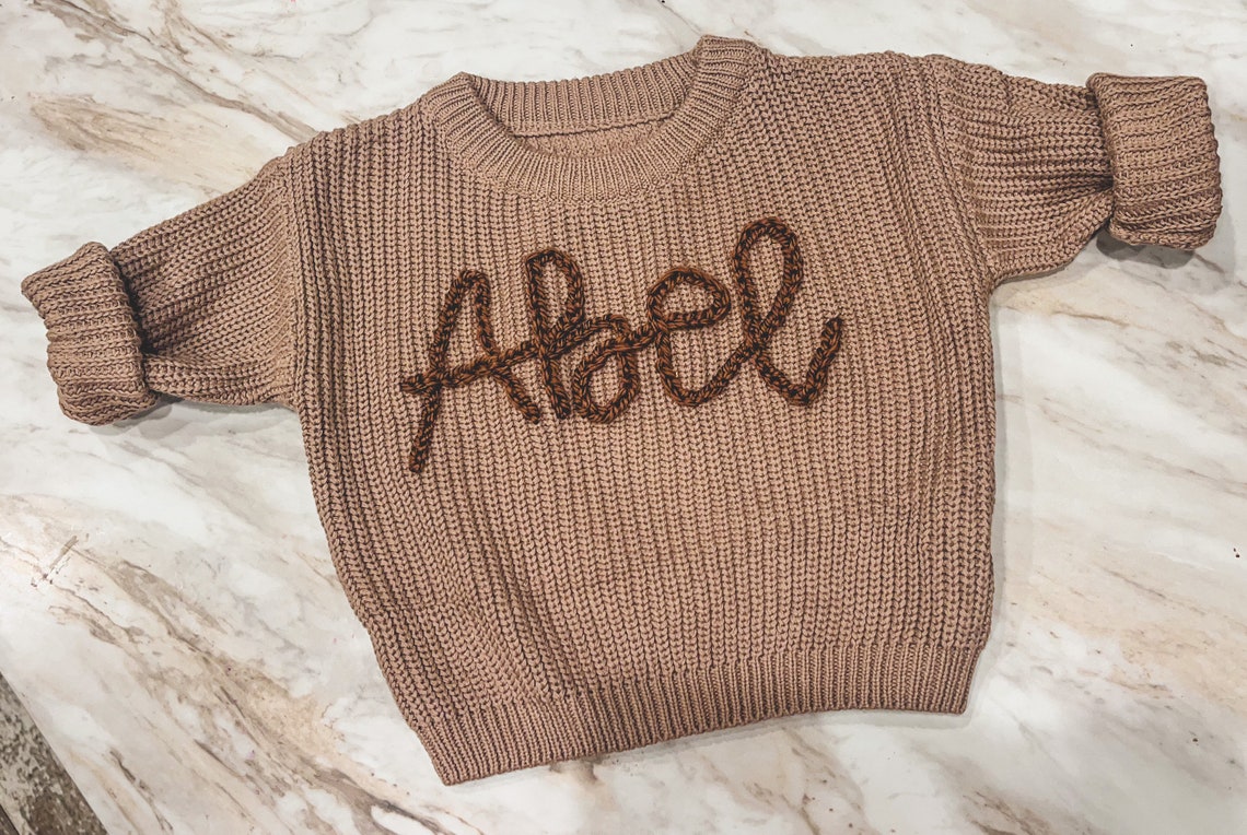 Hand Embroidered Name/holiday/team Sweater Any Amount of Letters/design ...