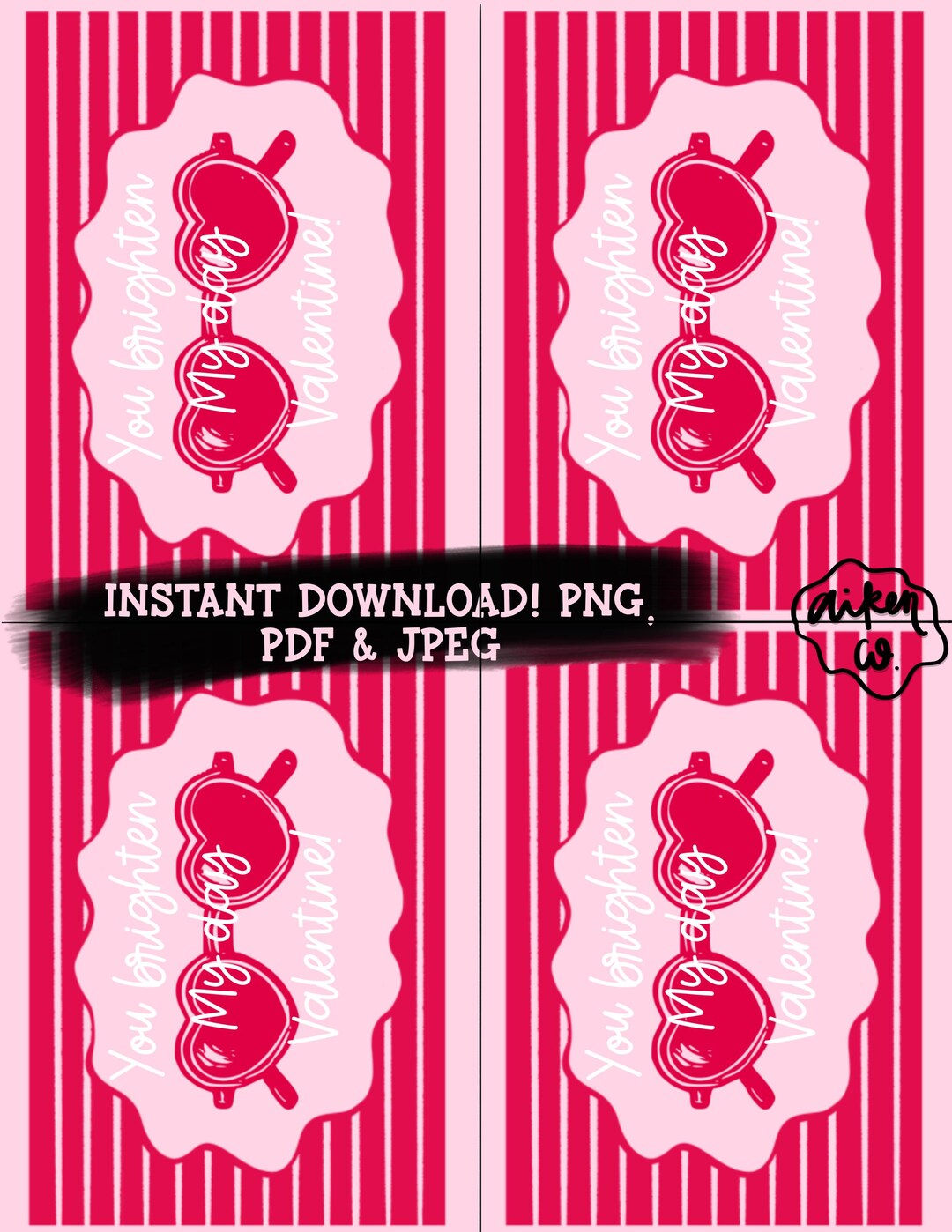 You Brighten My Day Valentine! Instant Download, Trendy Valentines ...