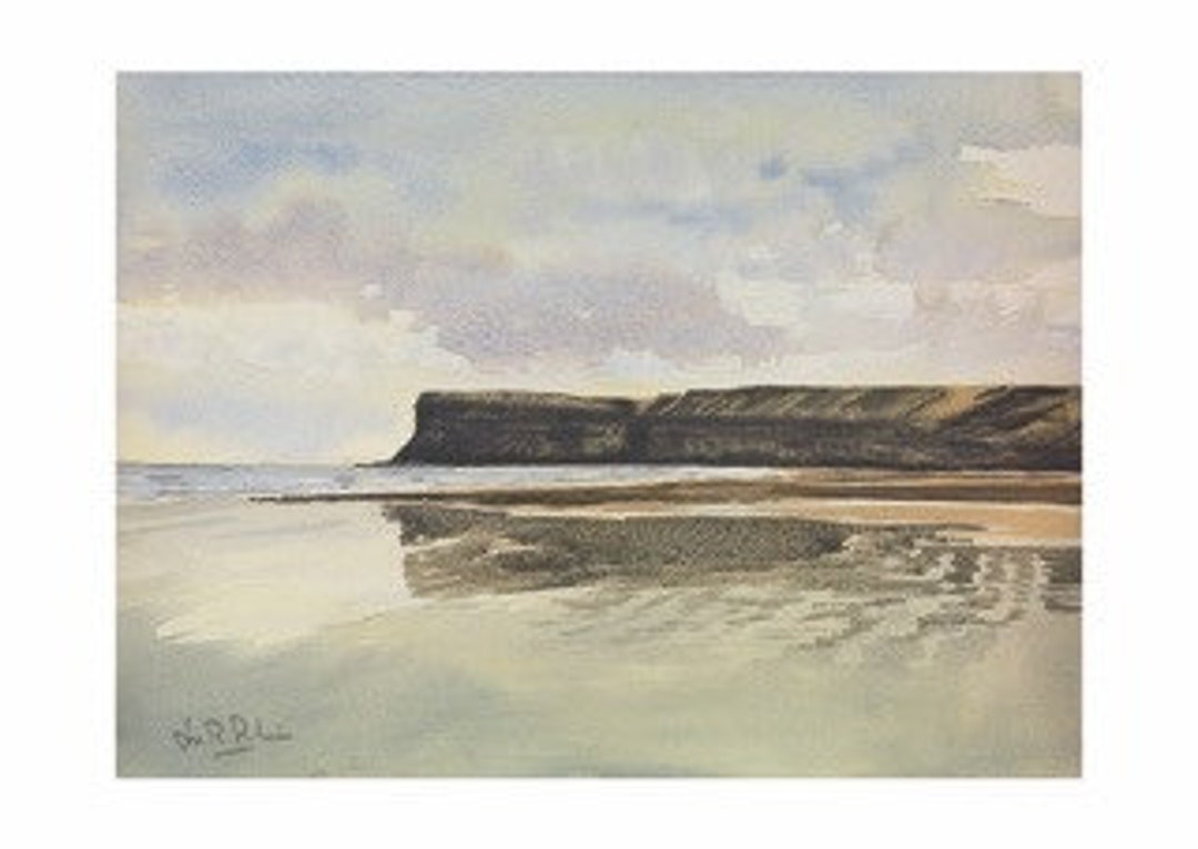 Saltburn Beach and Huntcliff, North Yorkshire Artwork, Landscape Pastel ...