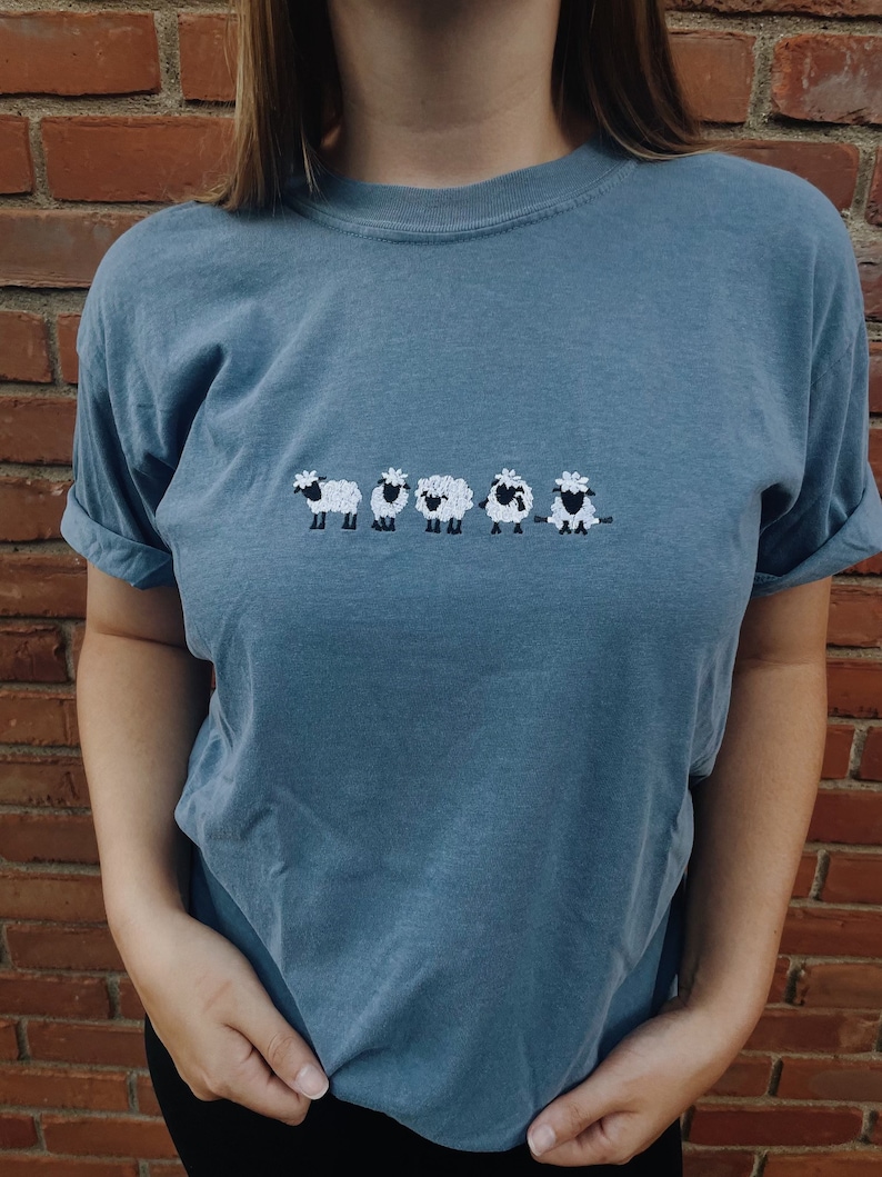 Embroidered Sheep T-shirt - Etsy
