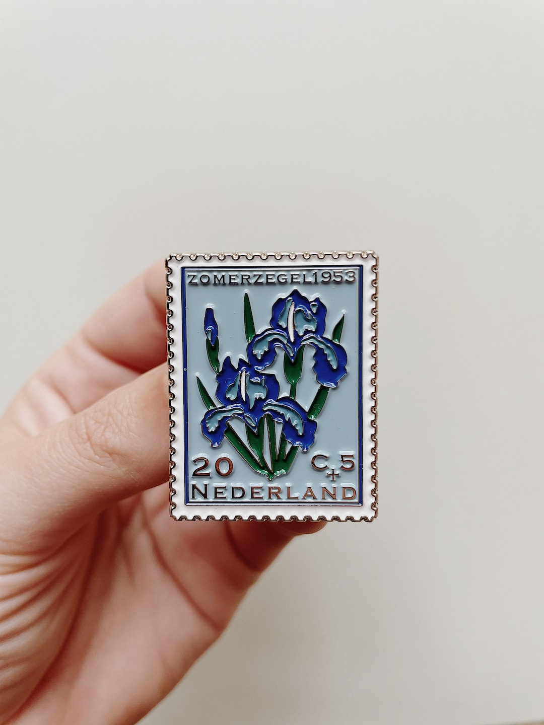 Iris Vintage Stamp Enamel Pin - Etsy