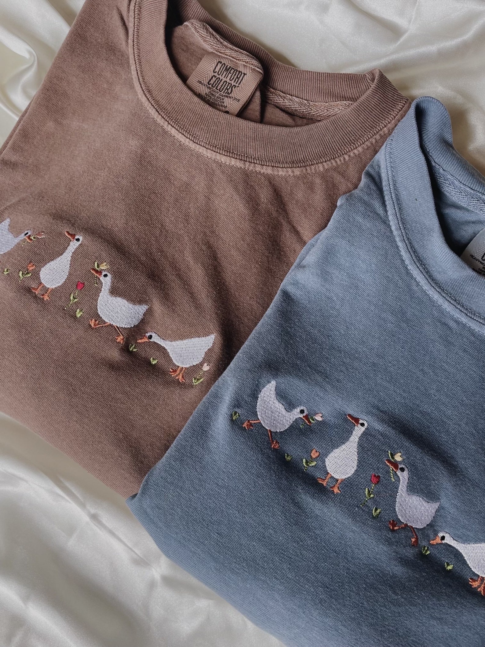 Embroidered Geese T-shirt - Etsy