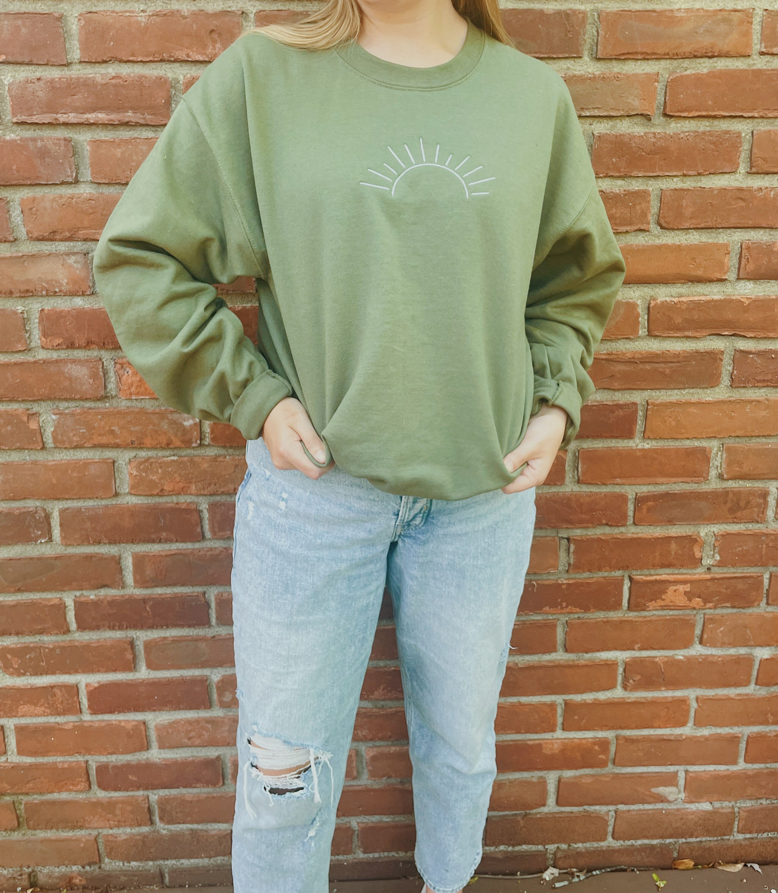 Embroidered Sun Sweatshirt - Etsy