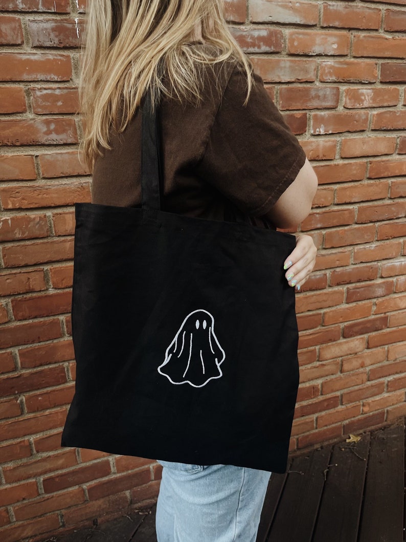 Embroidered Ghost Tote Bag - Etsy