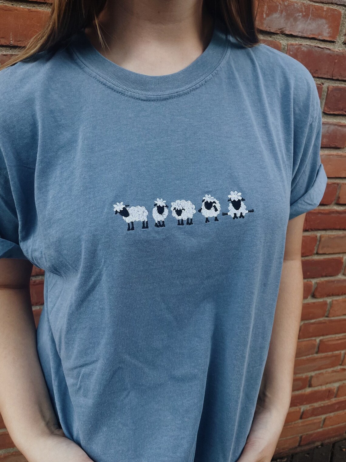 Embroidered Sheep T-shirt - Etsy