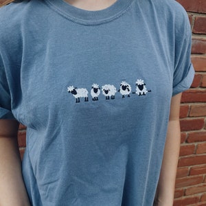 Embroidered Sheep T-shirt - Etsy