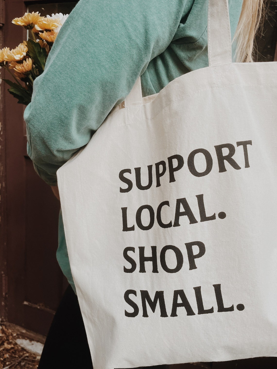 Support Local Shop Small Canvas Tote Bag L Market Tote Bag - Etsy