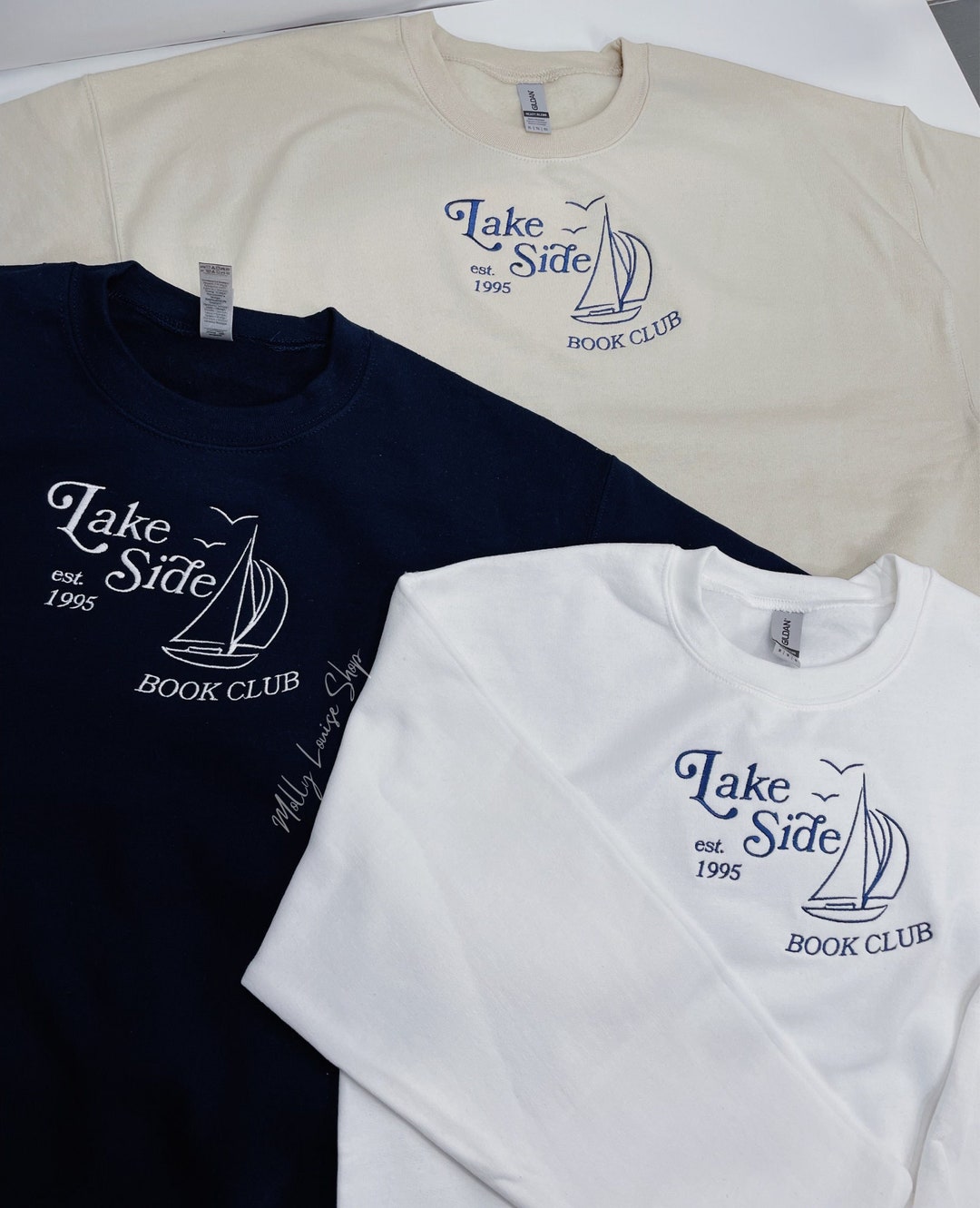 Lake Side Book Club Embroidered Sweatshirt - Etsy