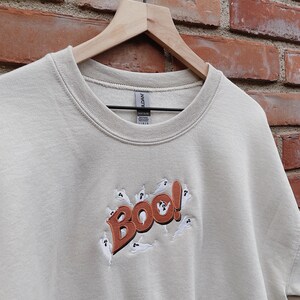 Embroidered Boo Ghost Halloween Sweatshirt - Etsy