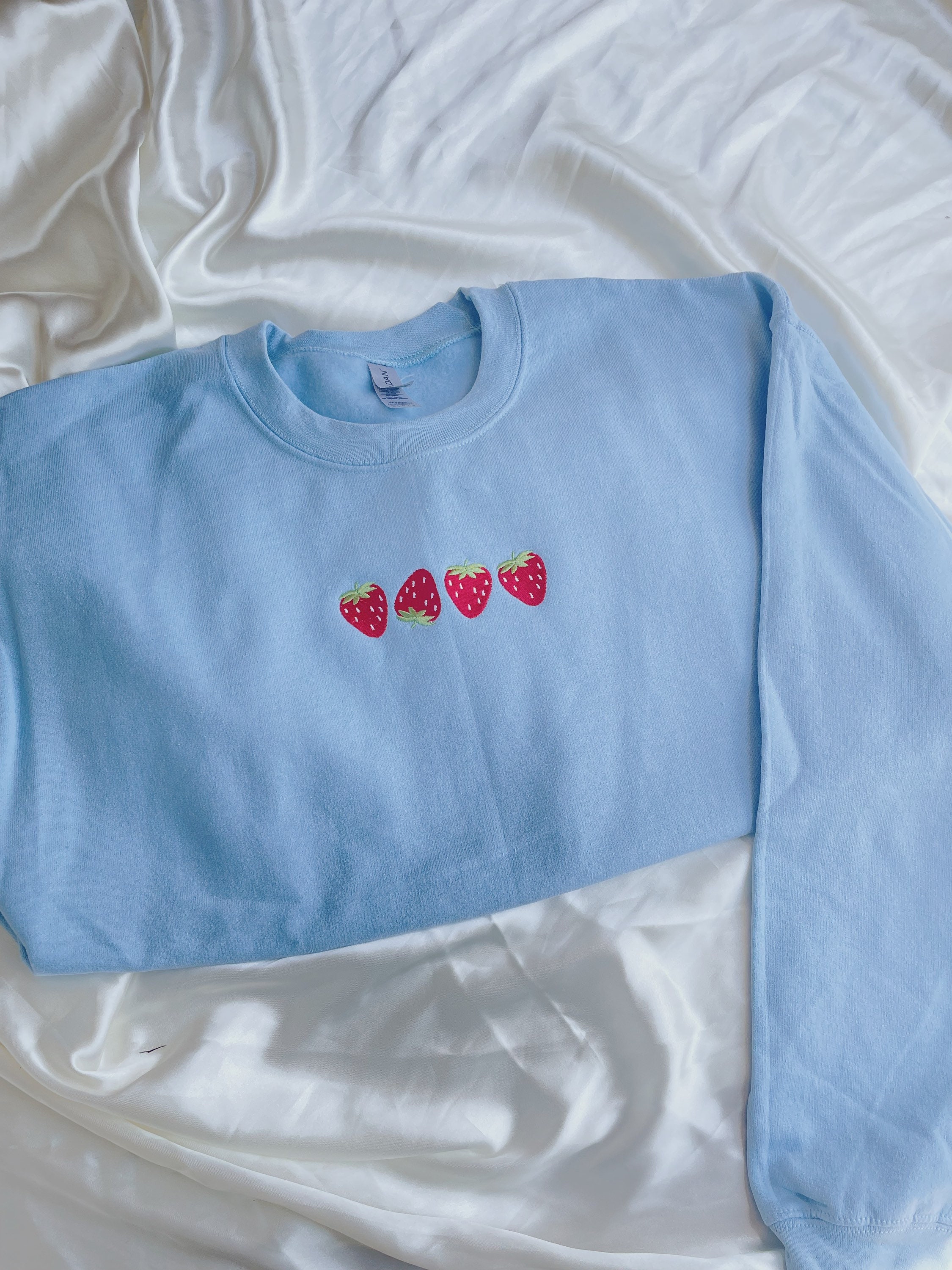 Embroidered Strawberry Sweatshirt - Etsy