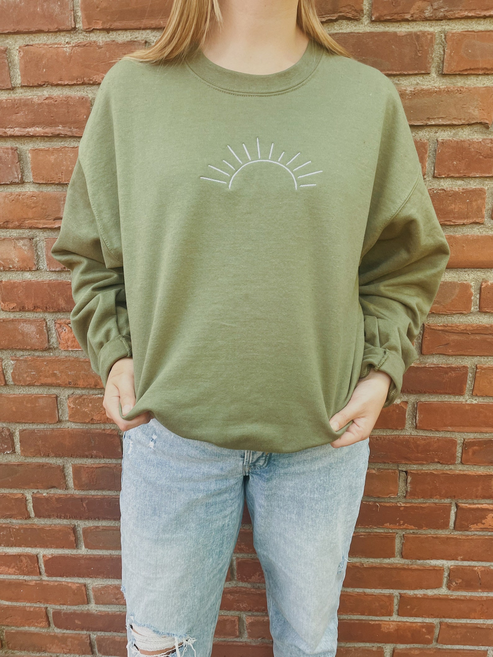 Embroidered Sun Sweatshirt - Etsy