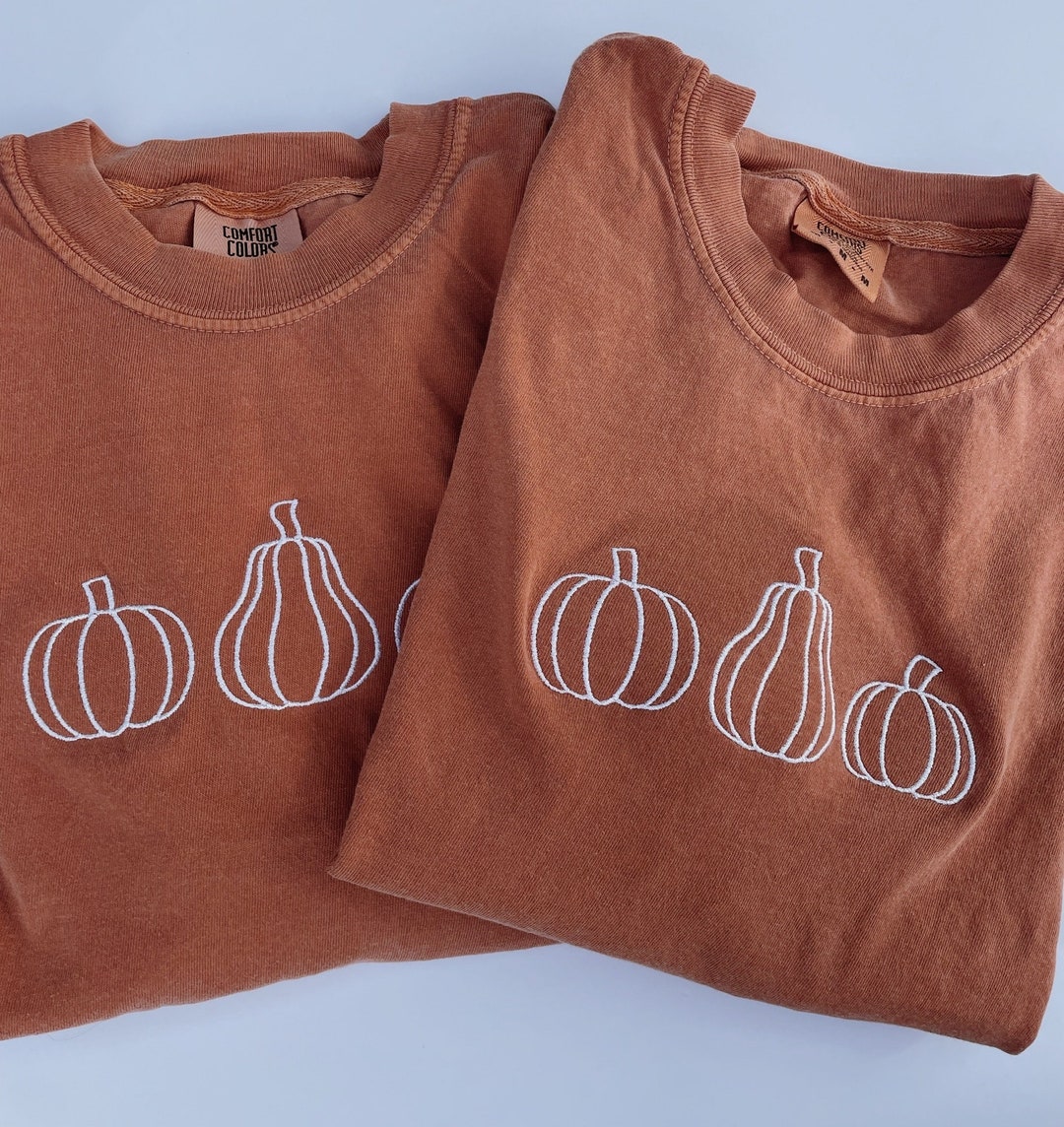 Embroidered Pumpkin T-shirt - Etsy