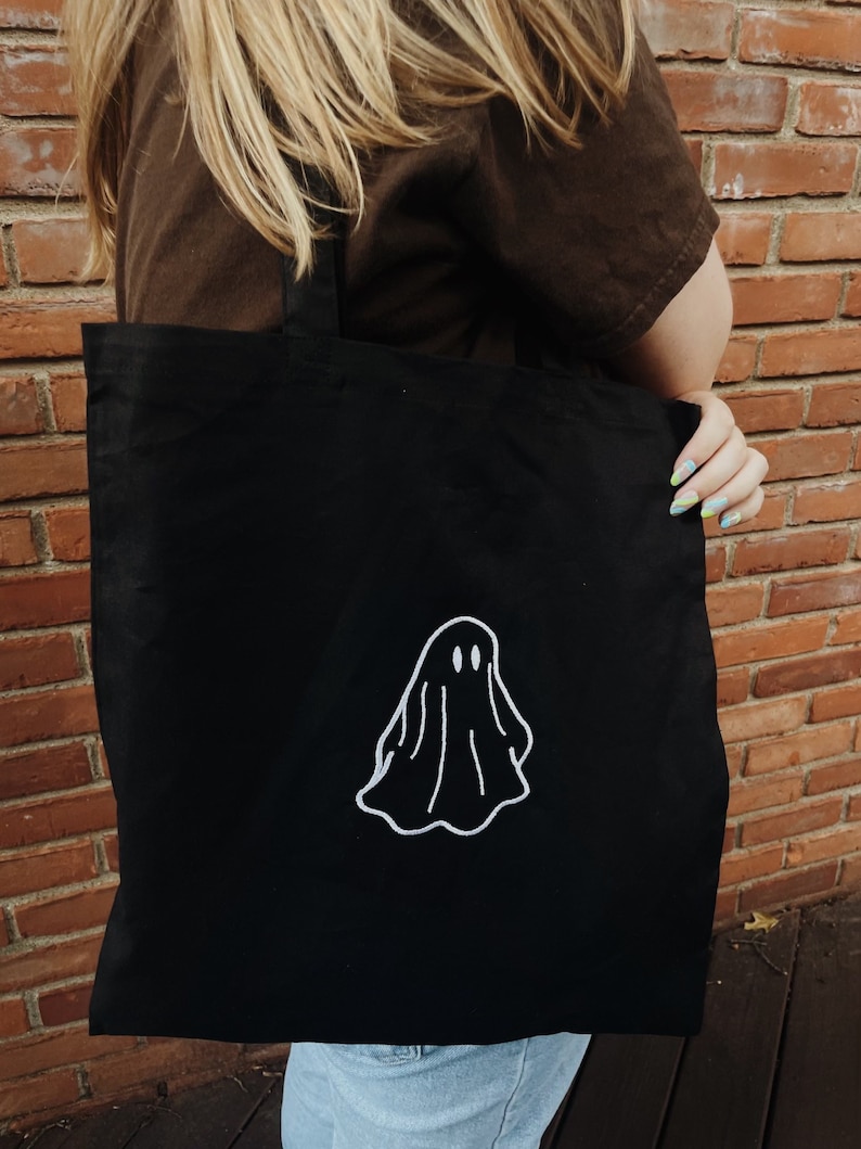 Embroidered Ghost Tote Bag - Etsy