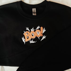 Embroidered Boo Ghost Halloween Sweatshirt - Etsy