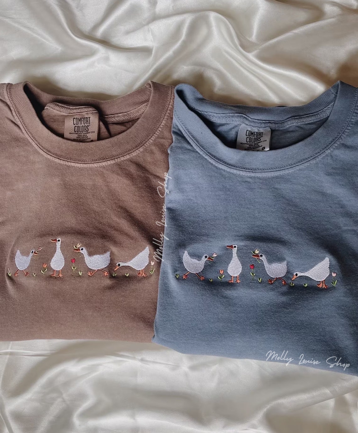 Embroidered Geese T-shirt - Etsy