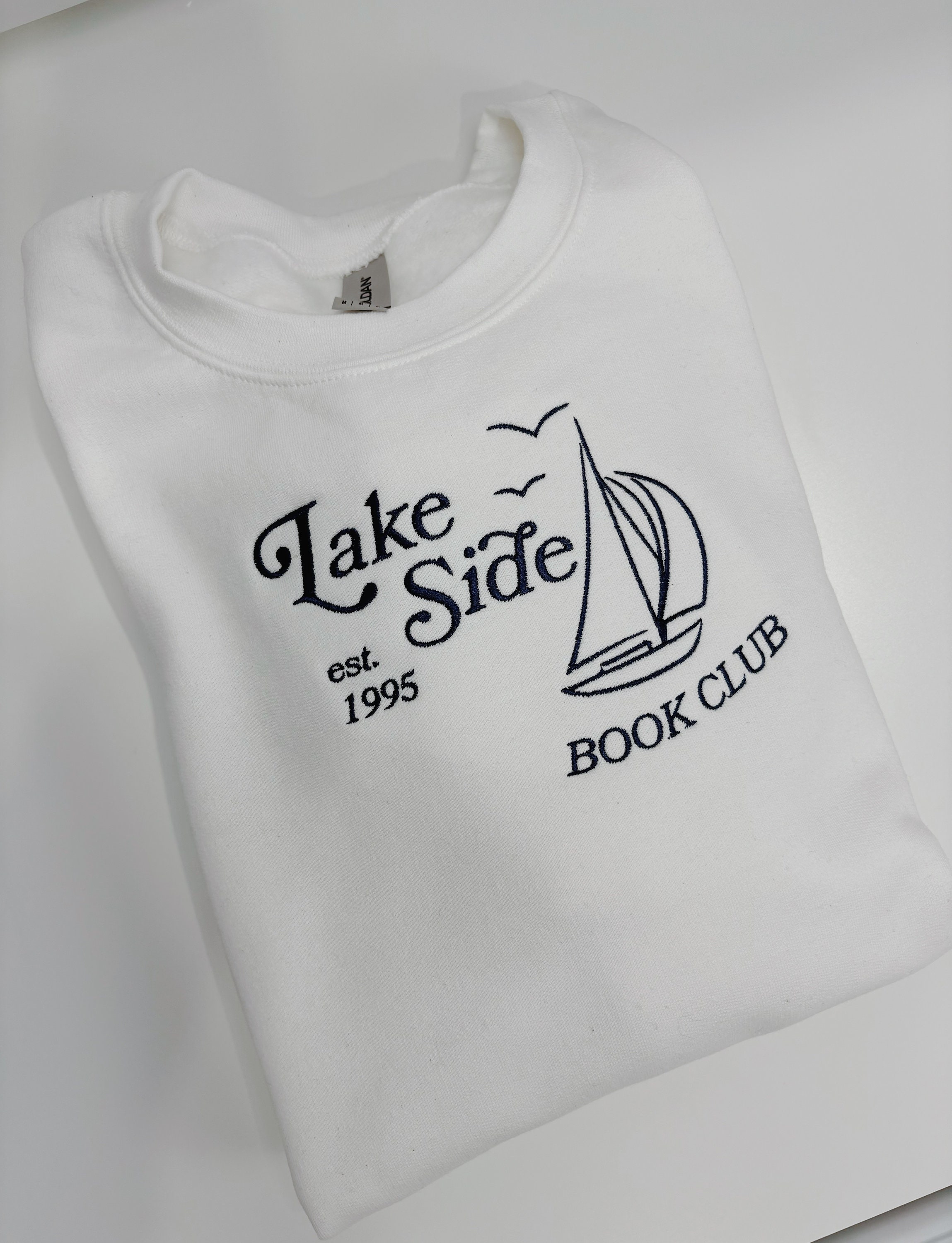 Lake Side Book Club Embroidered Sweatshirt - Etsy