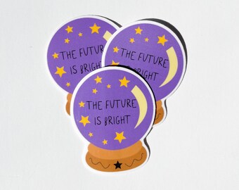The Future is Bright, Cat Sticker, Glitter Vinyl Stickers, Fortune ...