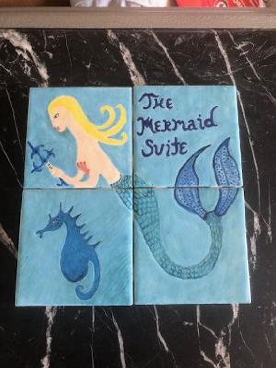 One of a Kind Mermaid Hand Painted Tile Set | Etsy